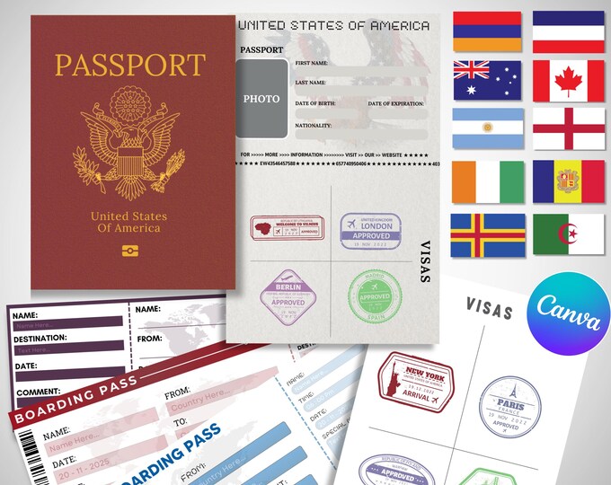 Editable Us Passports for Kids, Printable Passport for Kid for Playing ...