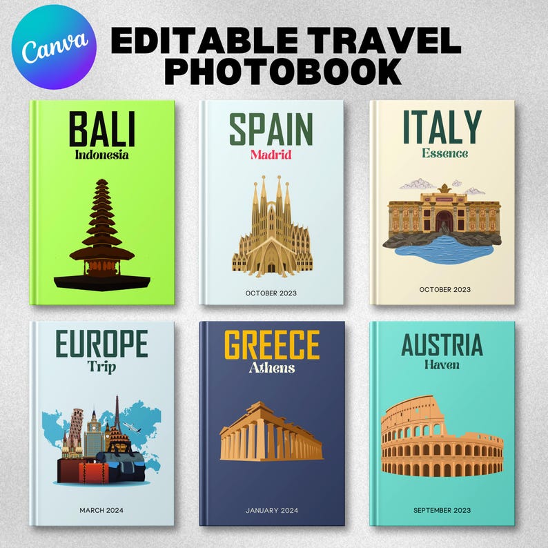 Travel Photo Book Templates, Travel Print Photo Book Covers Fully ...