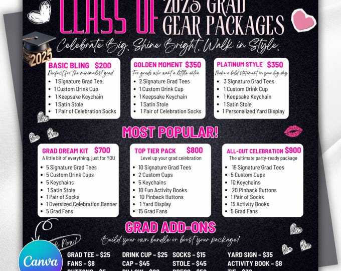 Graduation Price List Flyer, Price List Flyer, Graduation Marketing ...