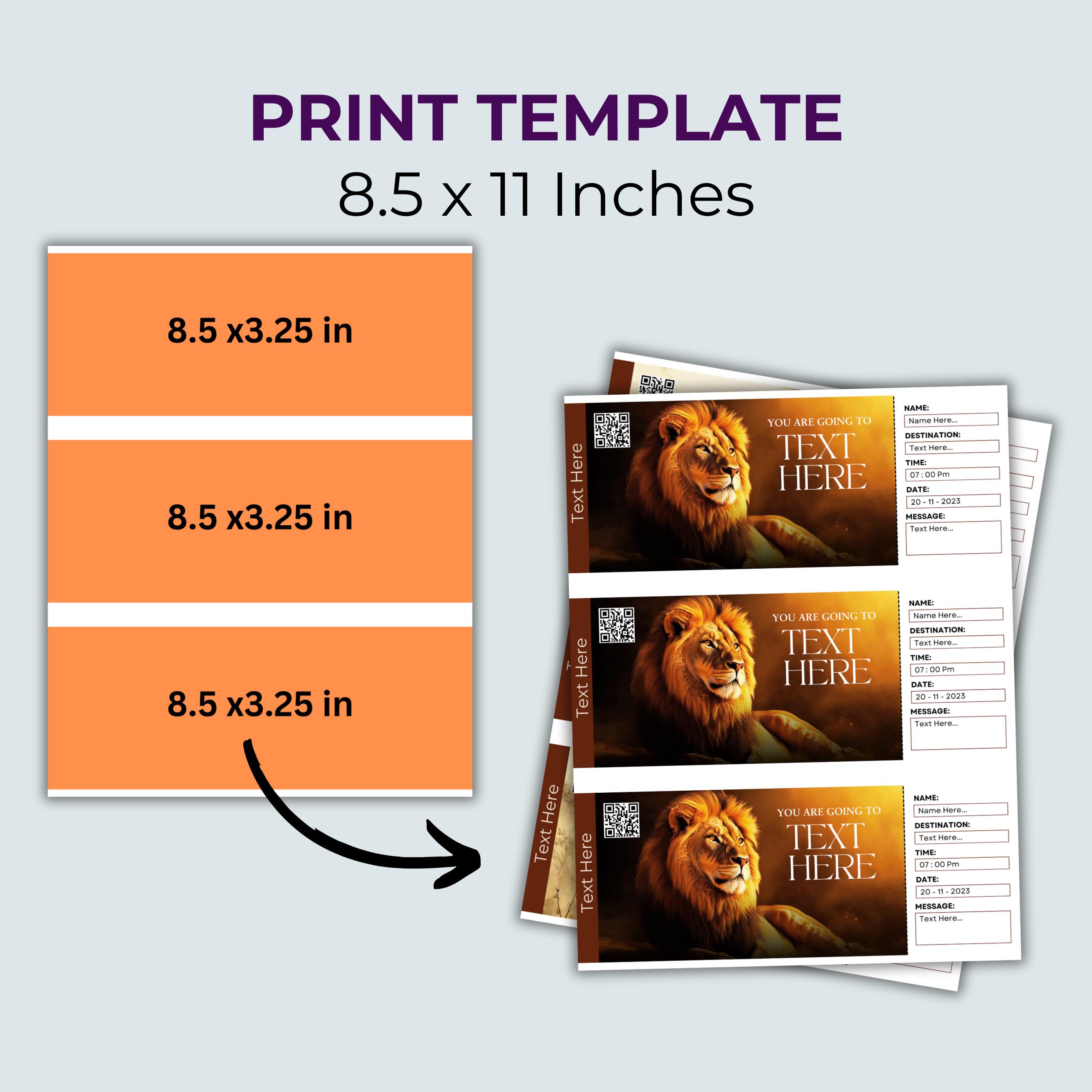 Editable Safari Park Ticket, Zoo or Safari Park Surprise Gift Reveal ...
