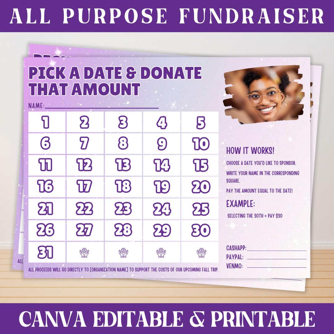 All Purpose Fundraiser Calendar, Pick A Date to Donate Fundraiser ...
