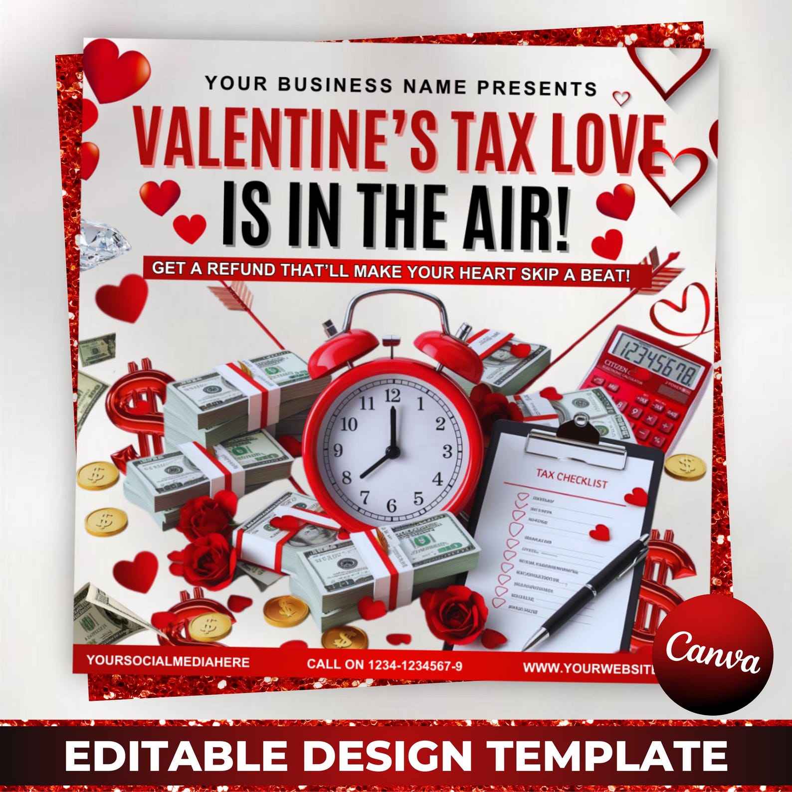 Tax Preparation Flyer, Valentine's Tax Flyer, Tax Season, Tax Prep ...
