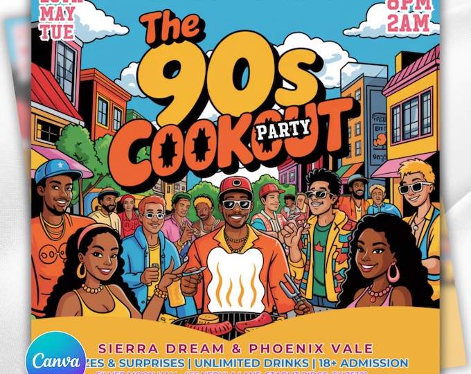 90s Cookout Party Invite Flyer, Freaknik Flyer, Block Party Flyer ...
