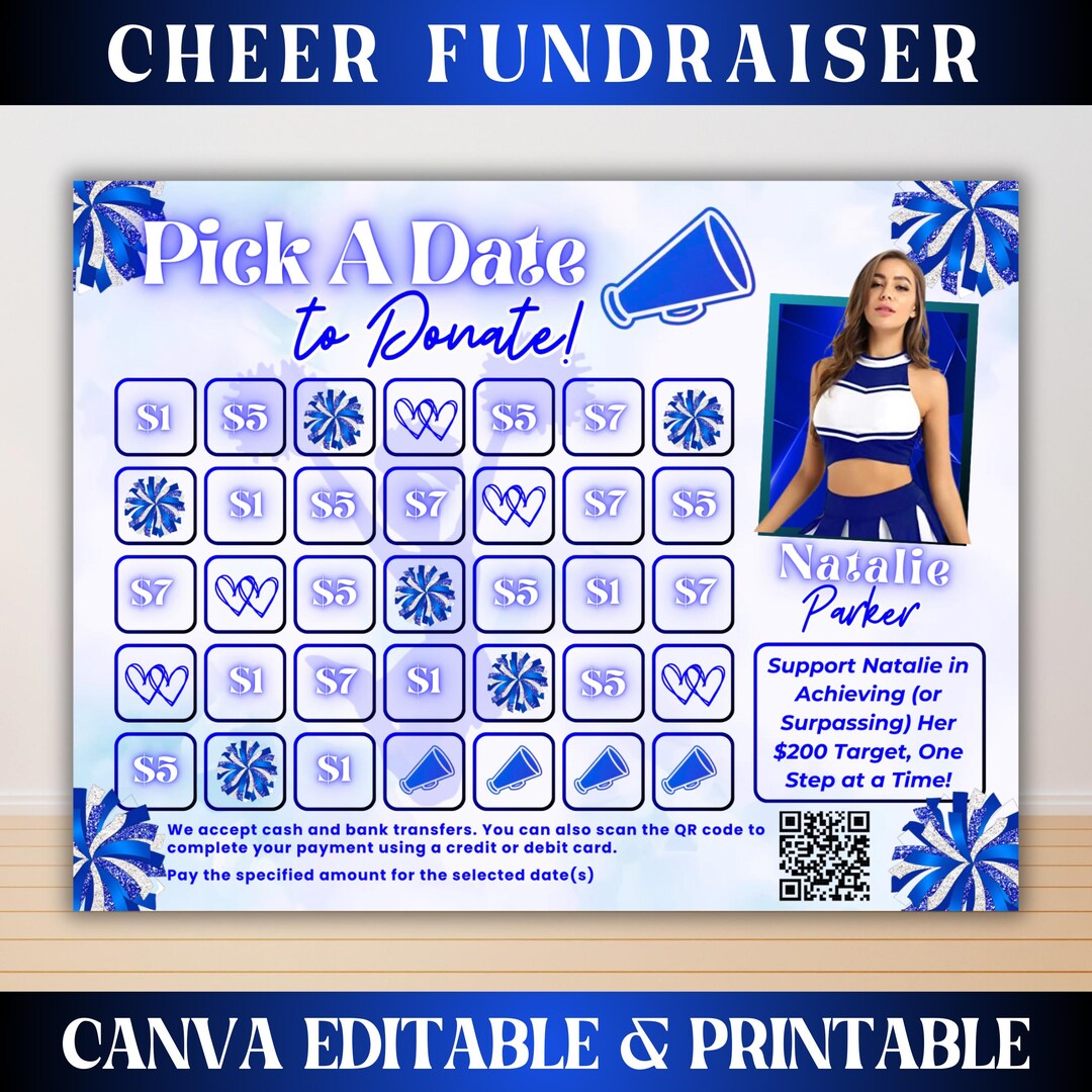 Editable Cheer Fundraiser Calendar, Pick A Date to Donate Cheer ...