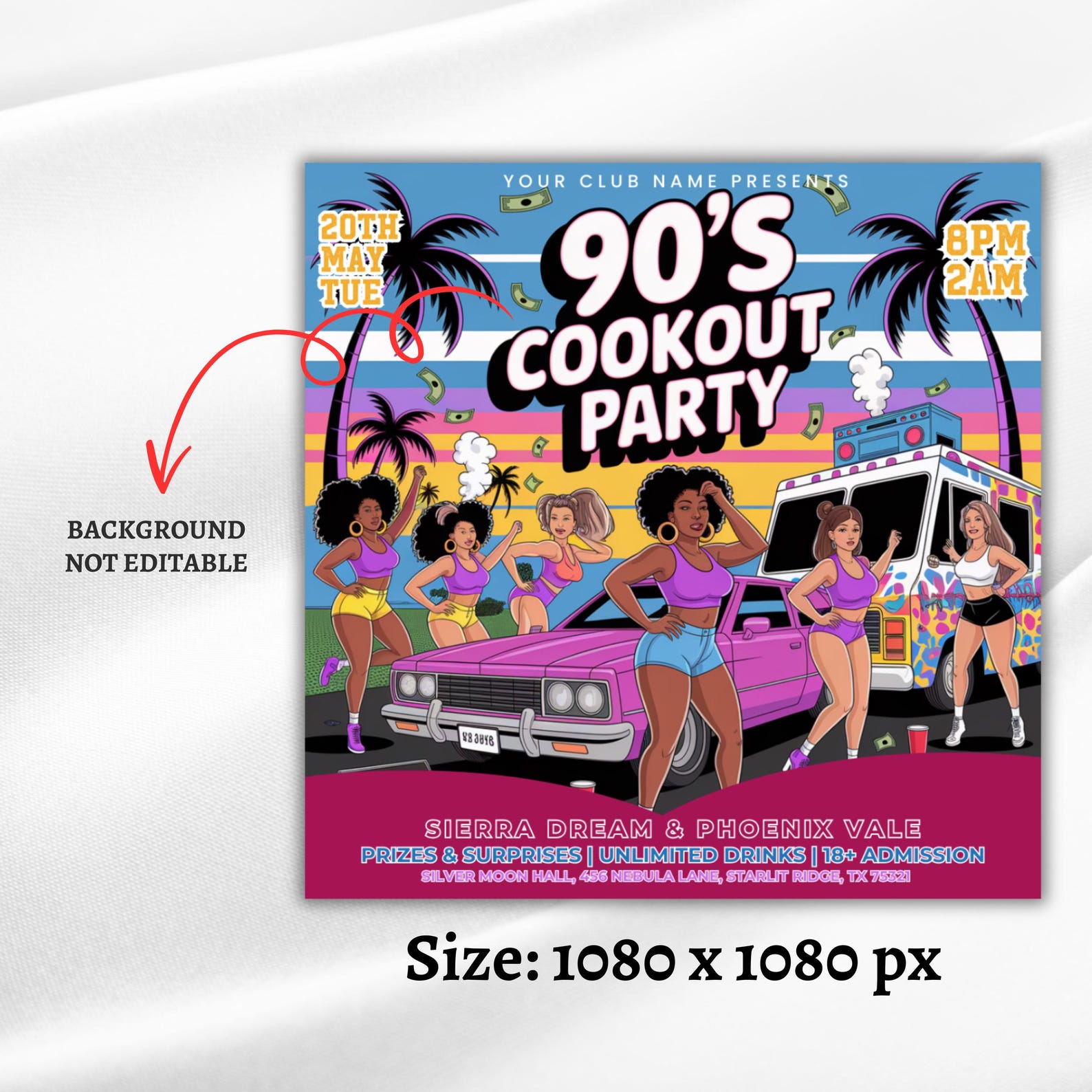 90s Cookout Party Invite Flyer, Freaknik Flyer, Block Party Flyer ...