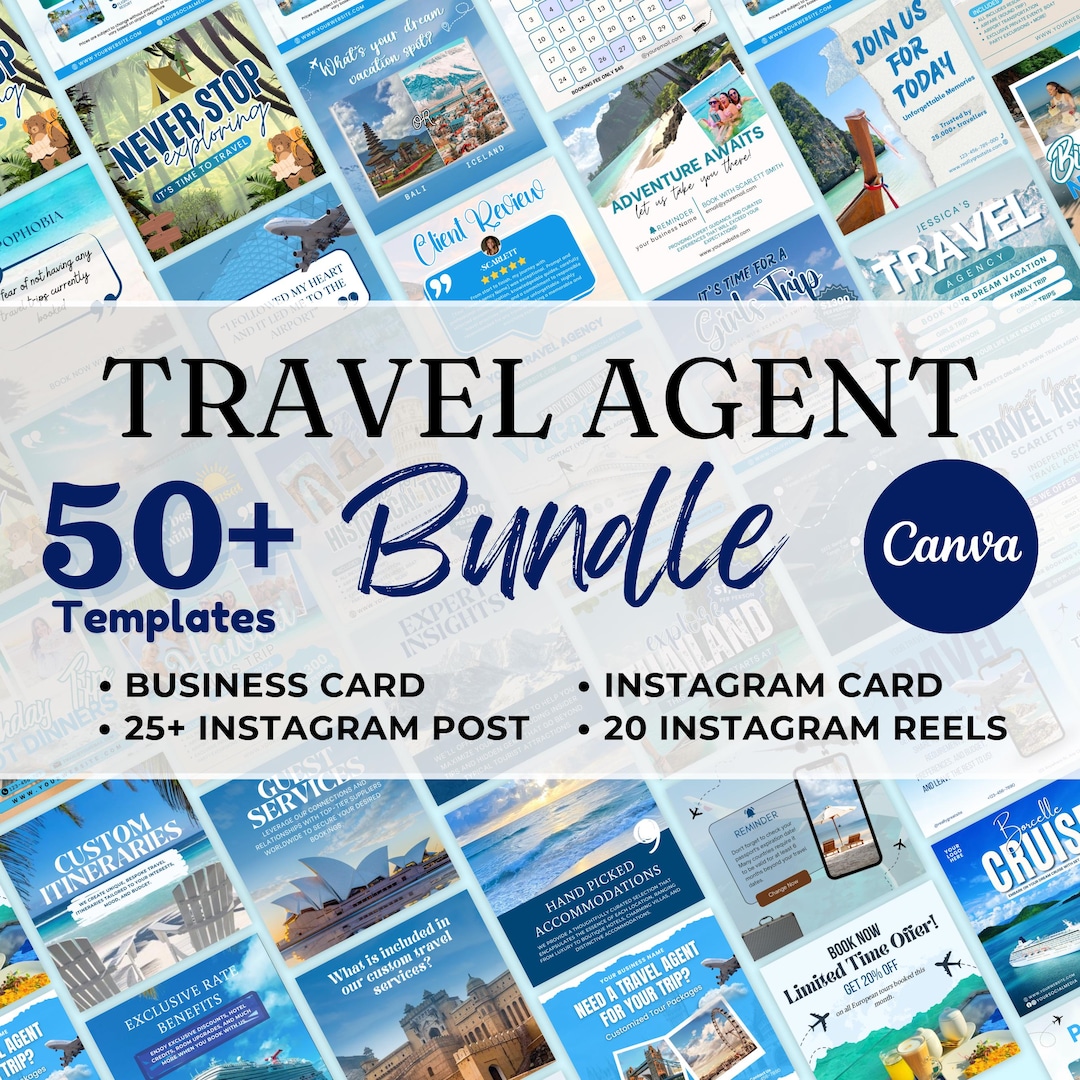 Travel Agent Social Medial Bundle, Travel Templates, Travel Instagram ...