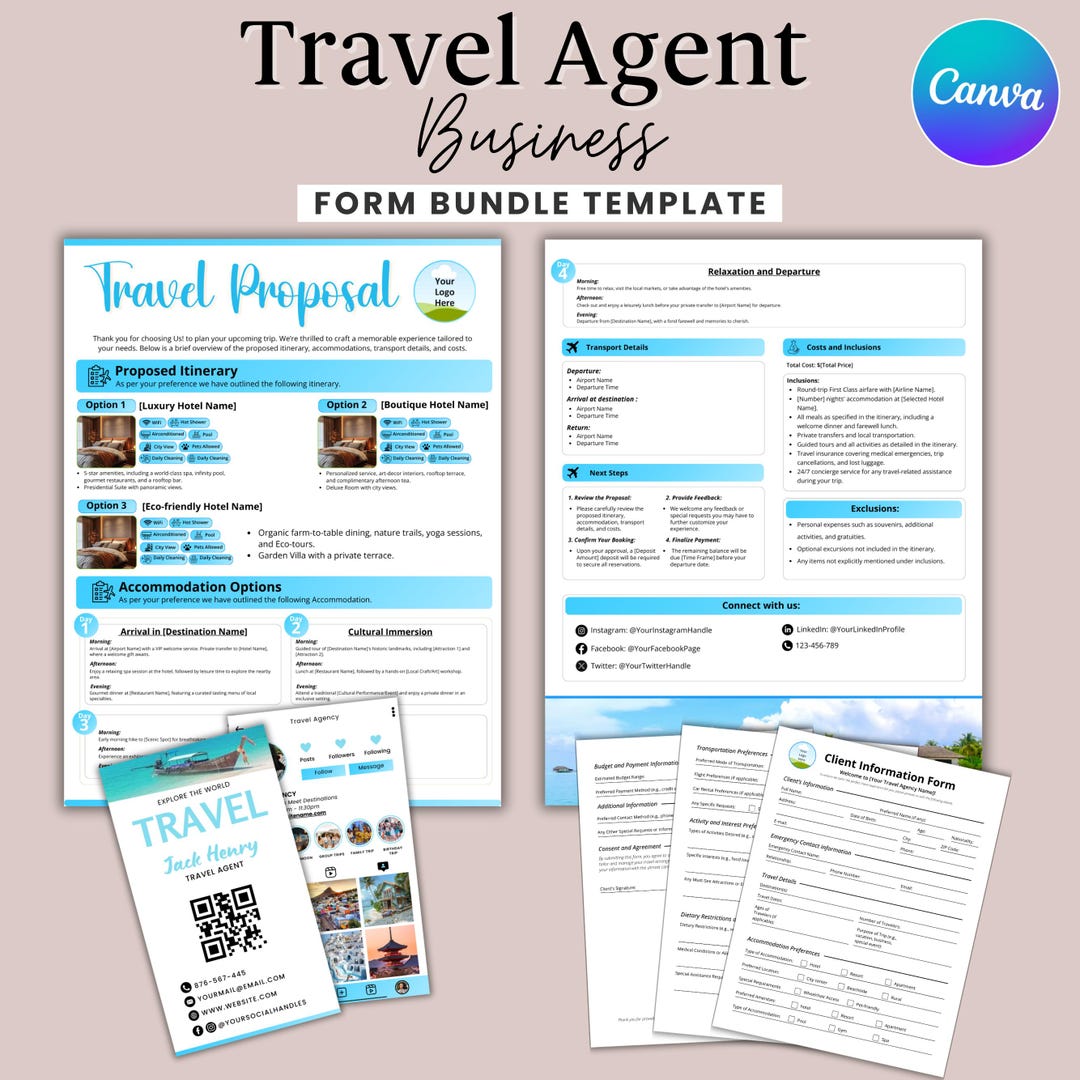 Travel Agent Proposal Template, Editable Trip Proposal, Travel Agent ...