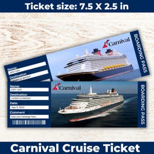 Carnival Cruise Boarding Pass, Printable Surprise Vacation Trip Ticket ...