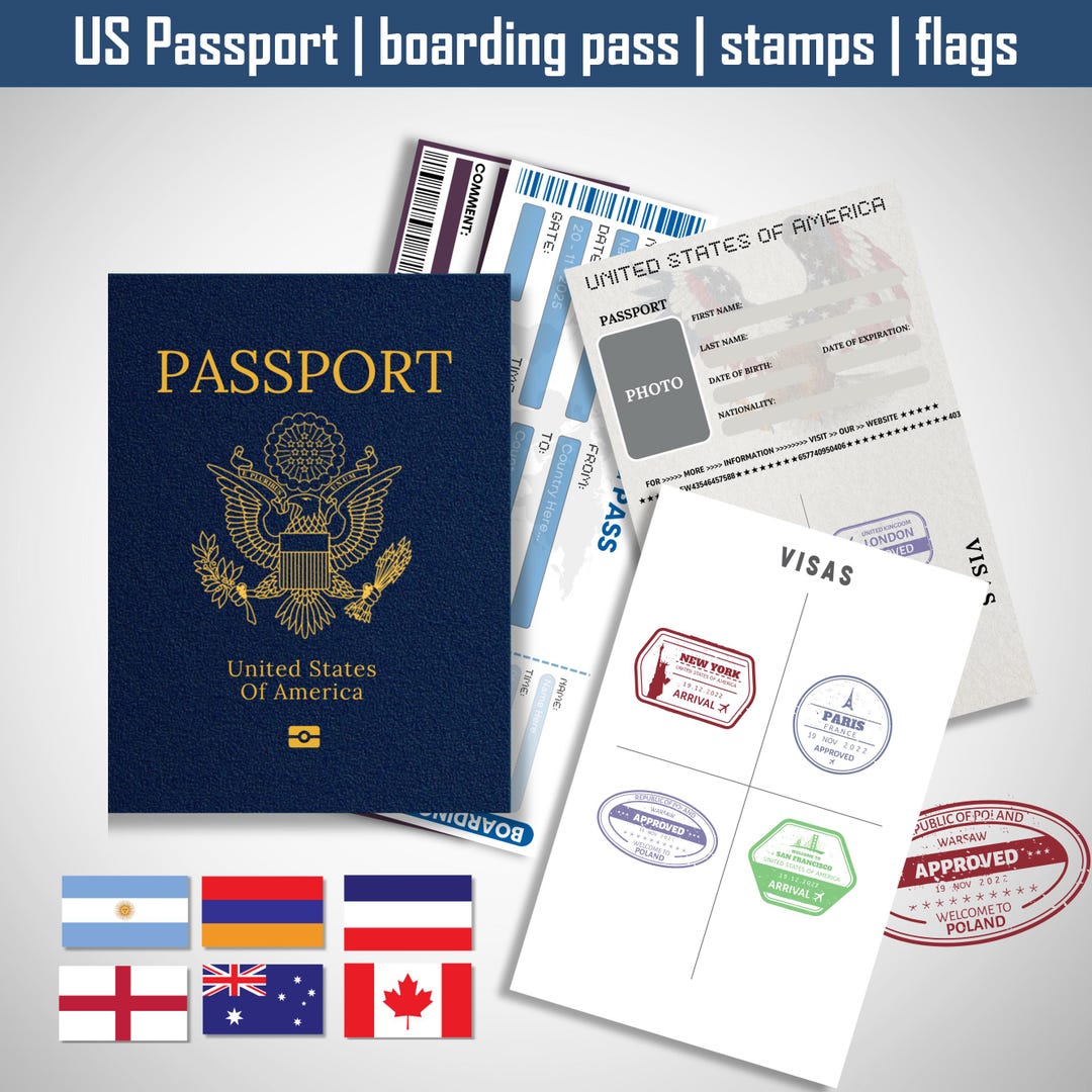 Editable Us Passports for Kids, Printable Passport for Kid for Playing ...