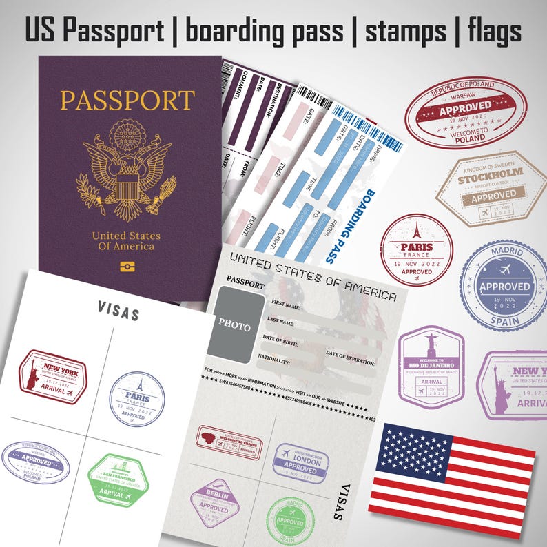 Editable Us Passports for Kids, Printable Passport for Kid for Playing ...