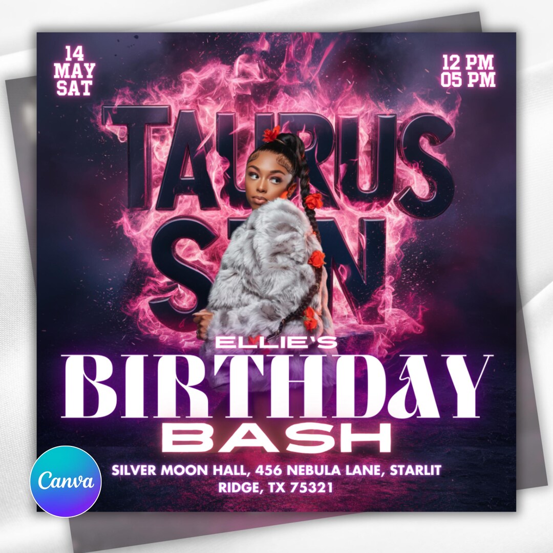 Taurus Season Party Flyer, Birthday Szn Flyer, Taurus Invitation Flyer ...