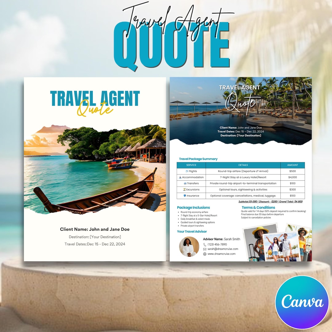 Travel Agent Quote Template, Cruise Travel Quote, Travel Agency Quote ...