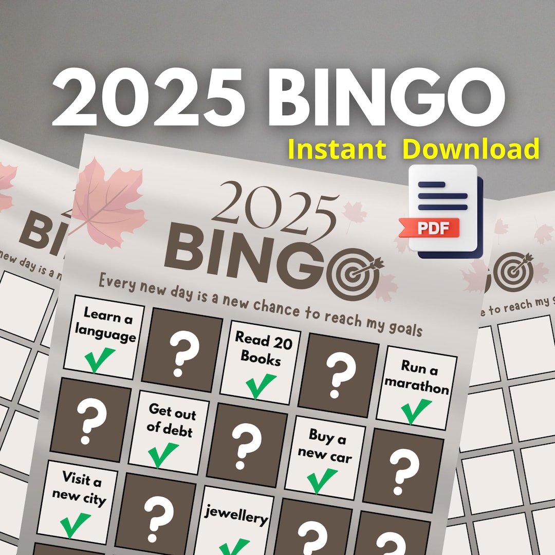 2025 Bingo Card: Vision Board, New Year’s Resolution Bingo Card, Goals ...