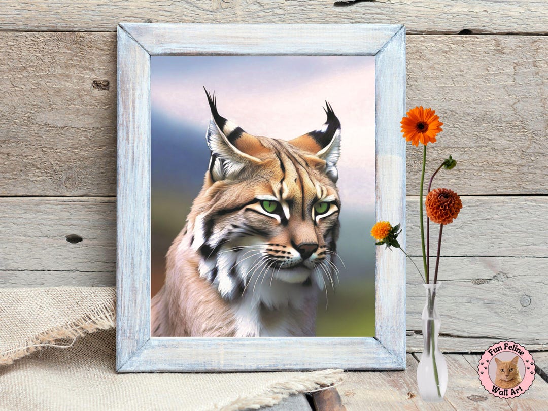 Green Eyes Bobcat Portrait, Feline Wall Art (digital Download) - Etsy