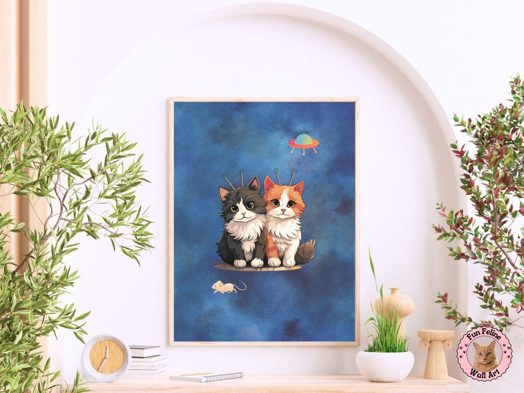 Funny Alien Cat Art Print: Sci-fi Cat Poster (digital Download) - Etsy