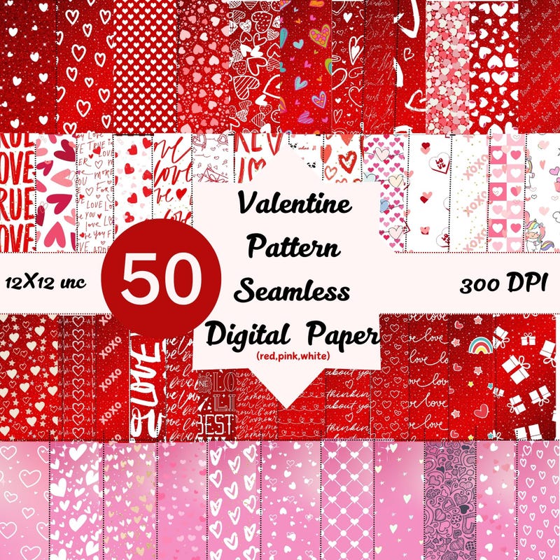 Valentine Digital Paper - Etsy