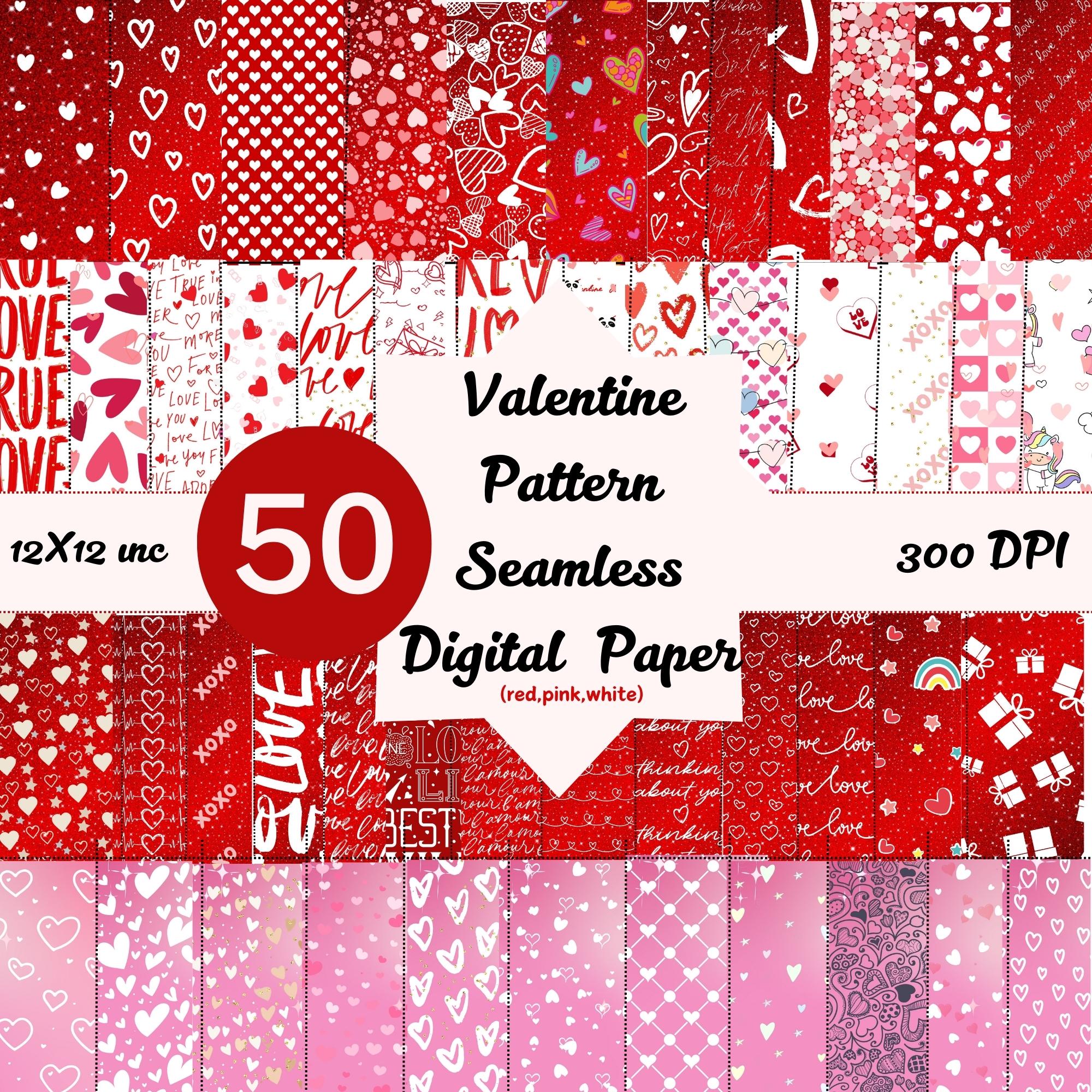 Valentine Day Digital Paper, Valentine's Day Scrapbook Papers, Hearts ...