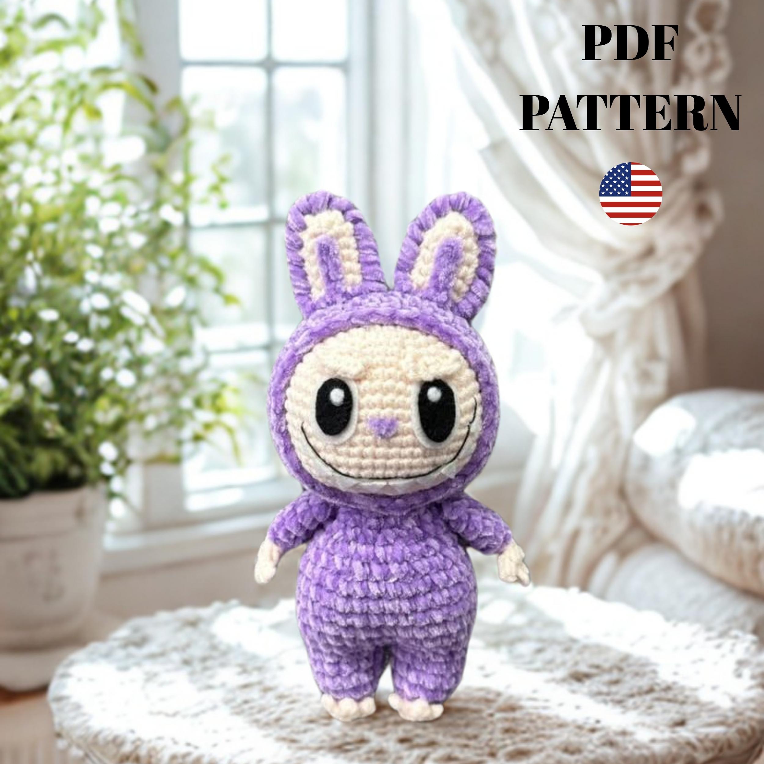 Labubu Crochet Pattern, Smiling Bunny CROCHET PATTERN, Labubu Inspired ...