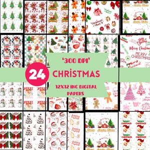 Printable Christmas Digital Paper, Retro Christmas Printable, Winter ...