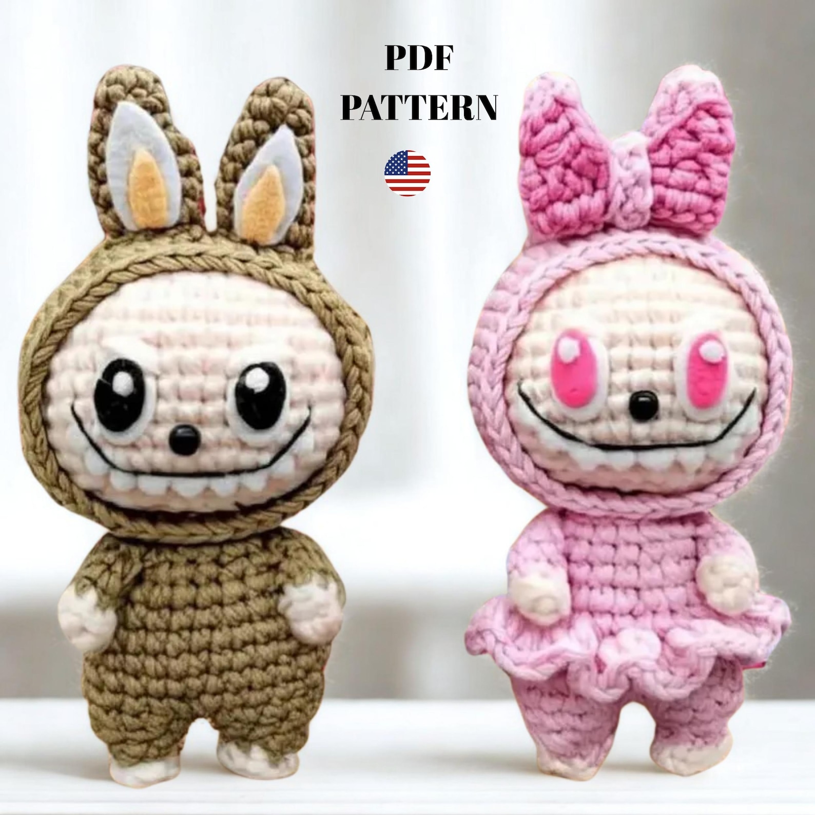 Labubu Crochet Pattern, Smiling Bunny CROCHET PATTERN, Labubu Inspired ...