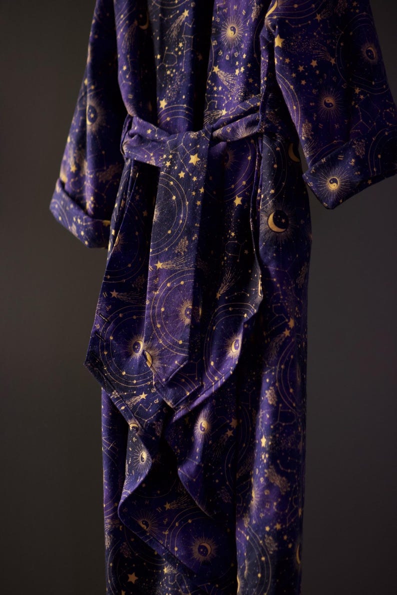 The Galaxy Guardian Robe Handcrafted Cotton Flannel Robe With Lining - Etsy