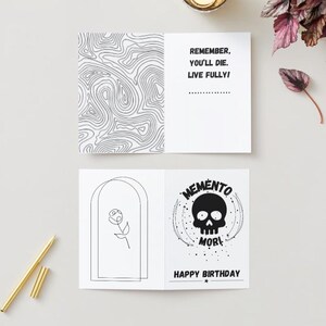 Memento Mori Birthday Card: Stoic Gothic Skull (print-ready PDF & Canva ...