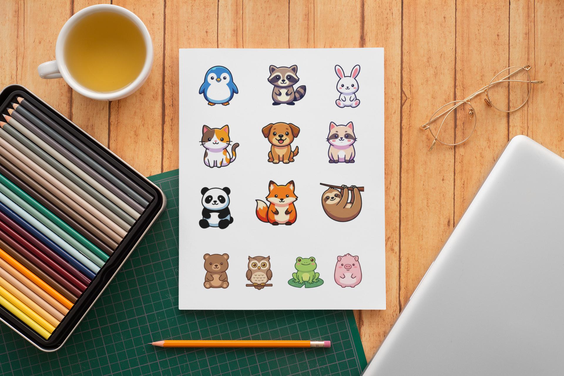 Sticker Sheet – Cute Animal Stickers | Kawaii Animal Sheet | Penguin ...