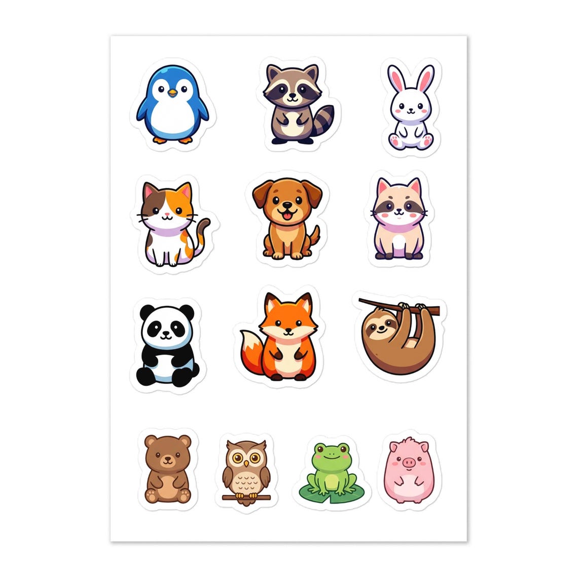 Sticker Sheet – Cute Animal Stickers | Kawaii Animal Sheet | Penguin ...