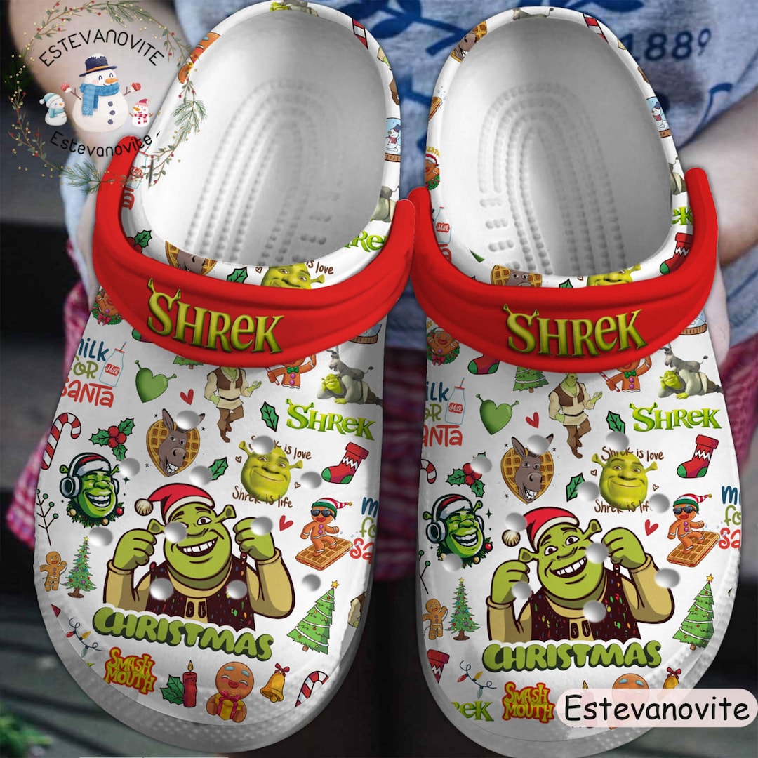 Shrek Christmas Slipper, Shrek Christmas Custom Shoes, Personalized ...
