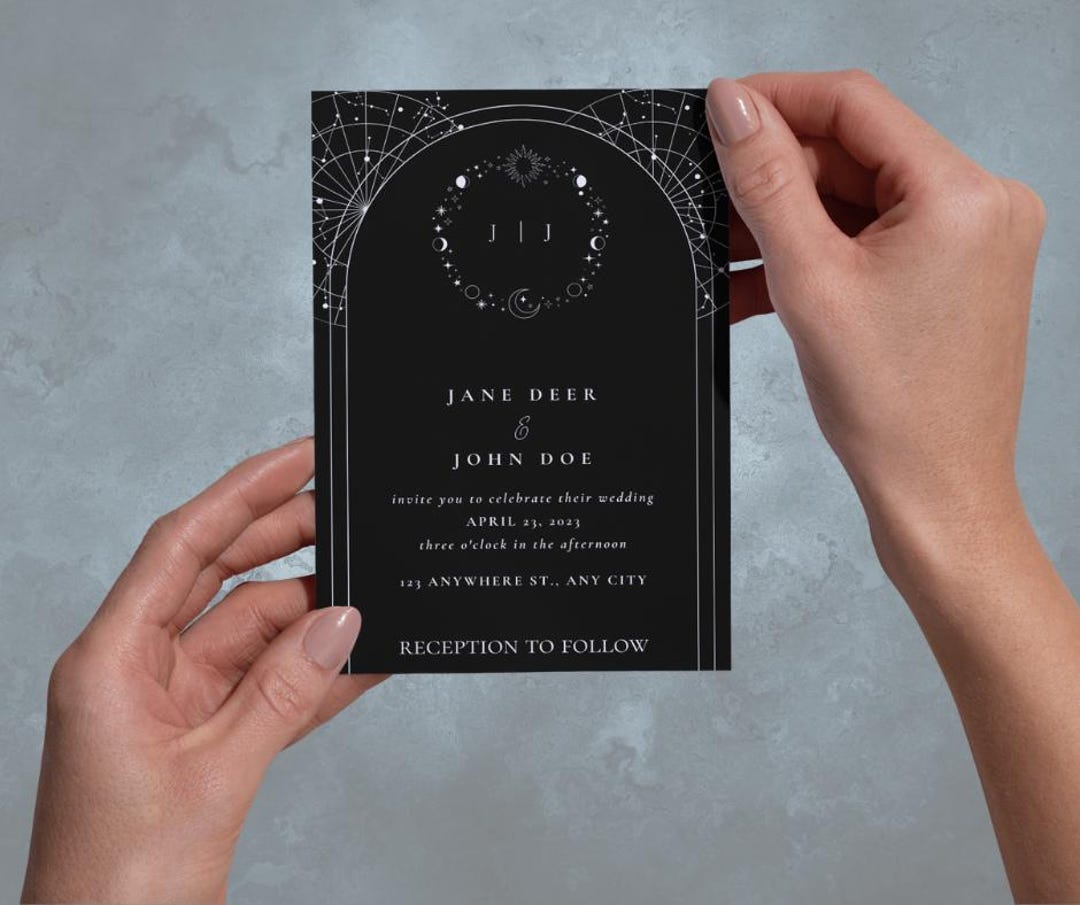 Editable Gothic Wedding Invitation Template, Celestial Invite ...