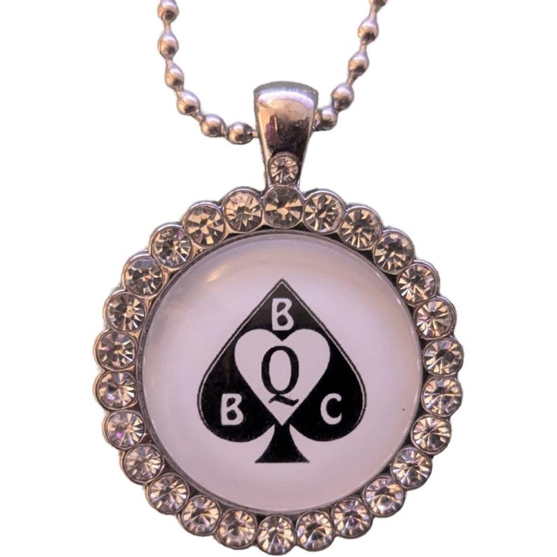 Queen of Spades Glass Pendant Silver Necklace - Etsy