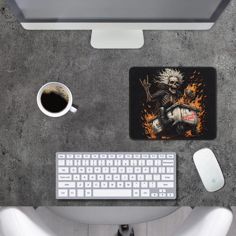 Dumpster Fire Gaming Mouse Pad Funny Large Skeleton Decor for Office ...