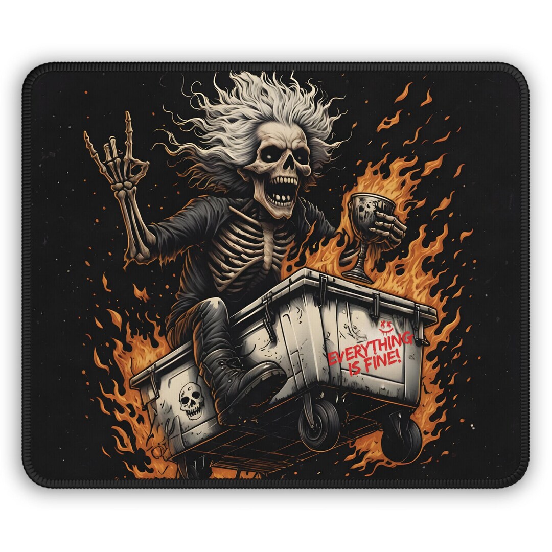 Dumpster Fire Gaming Mouse Pad Funny Large Skeleton Decor for Office ...