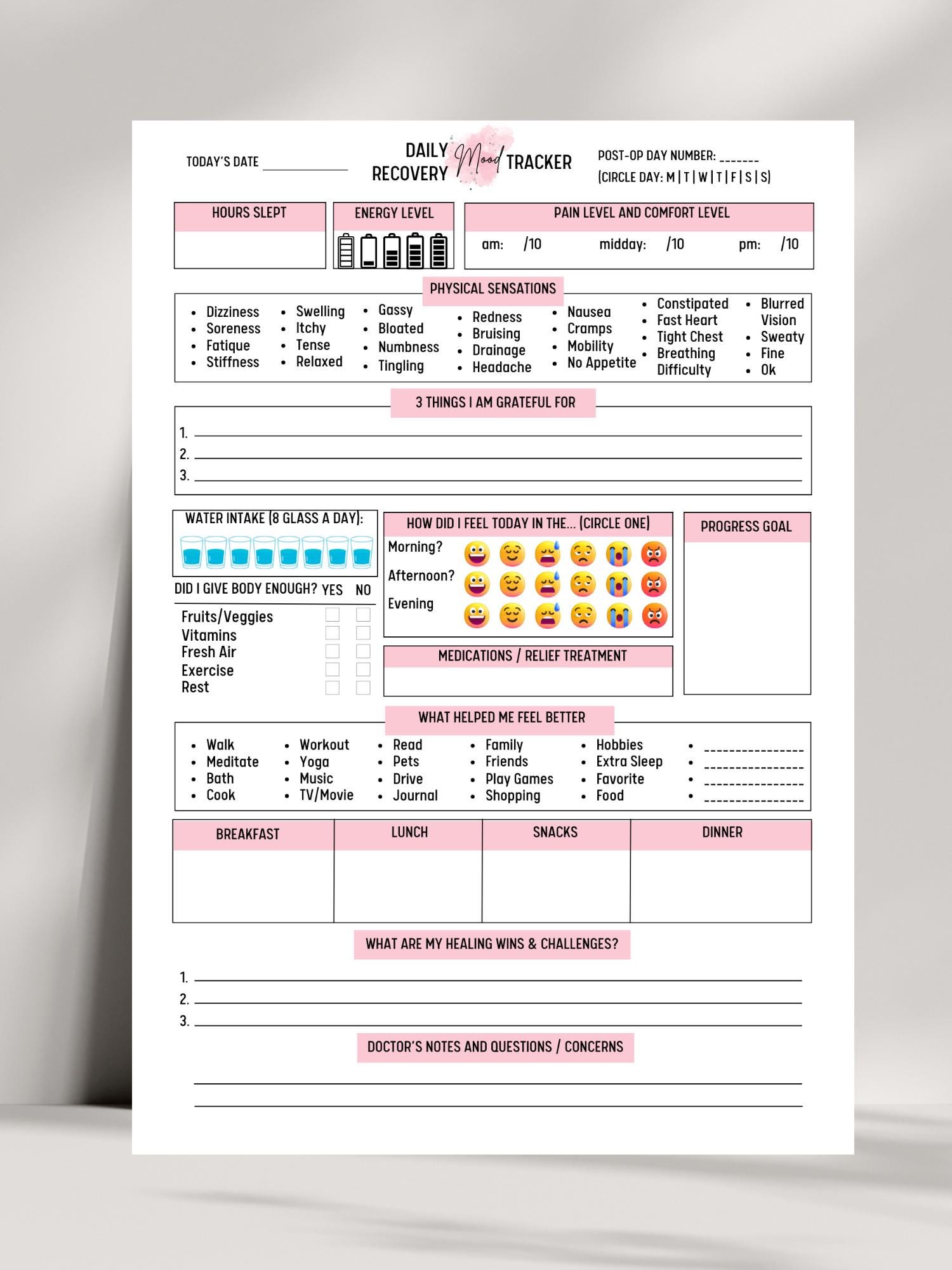 Daily Mood Tracker Printable, Weekly Mood Journal, Emotion Tracker ...