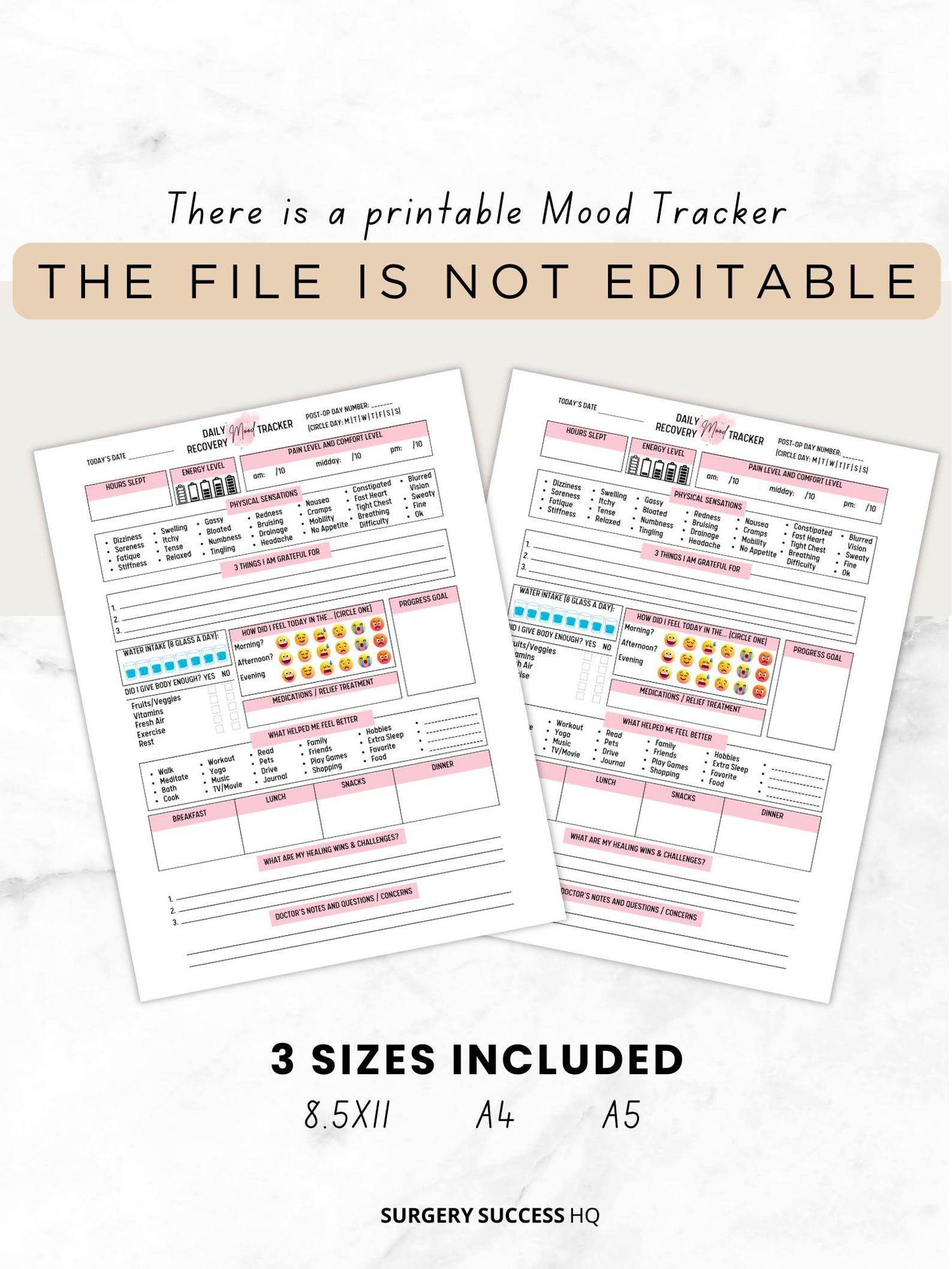 Daily Mood Tracker Printable, Weekly Mood Journal, Emotion Tracker ...