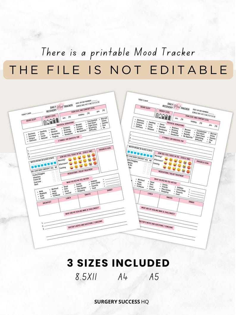 Daily Mood Tracker Printable, Weekly Mood Journal, Emotion Tracker ...