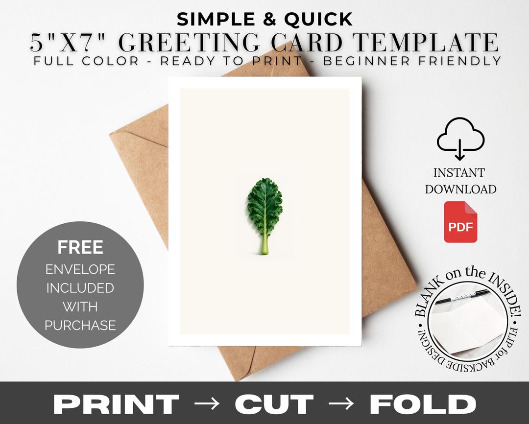 Kale Vegetable Garden Printable Card Vegetarian Vegan Gift Nuritionist ...