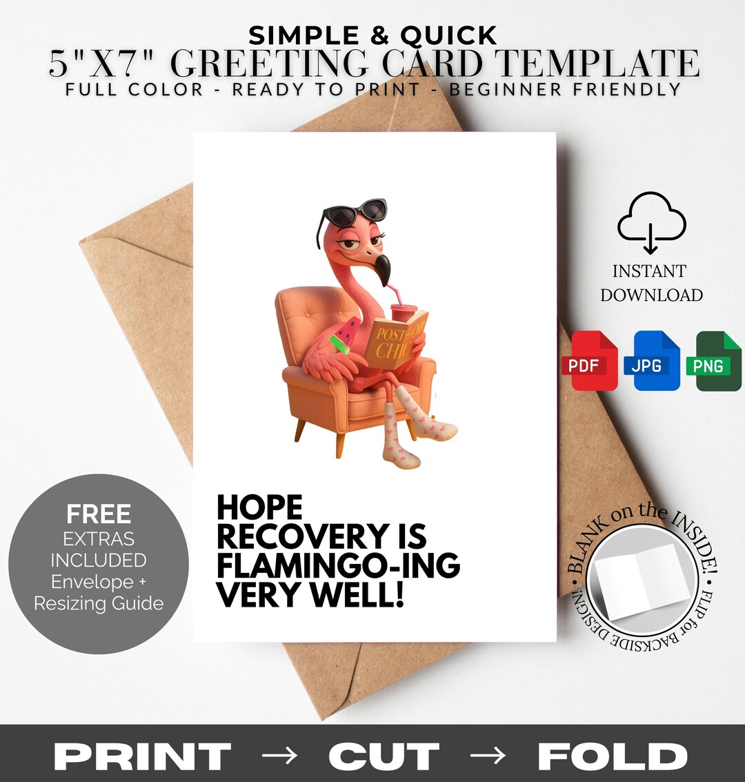 Get Well Card Digital Download Flamingo Recovery Going Well Post ...