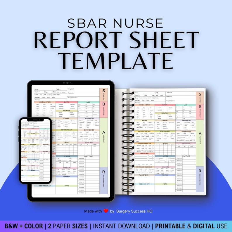 SBAR Nurse Report Sheet for Nursing Student Med Surg SBAR Report Sheet ...