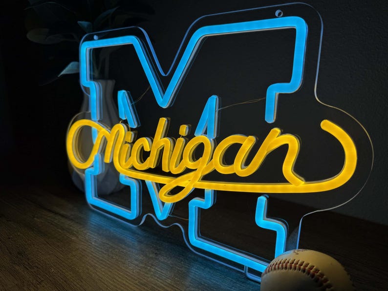 University of Michigan Neon Sign Football LED Neon Signs Wall City Name ...