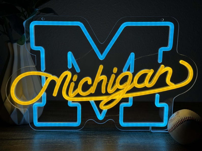 University of Michigan Neon Sign Football LED Neon Signs Wall City Name ...
