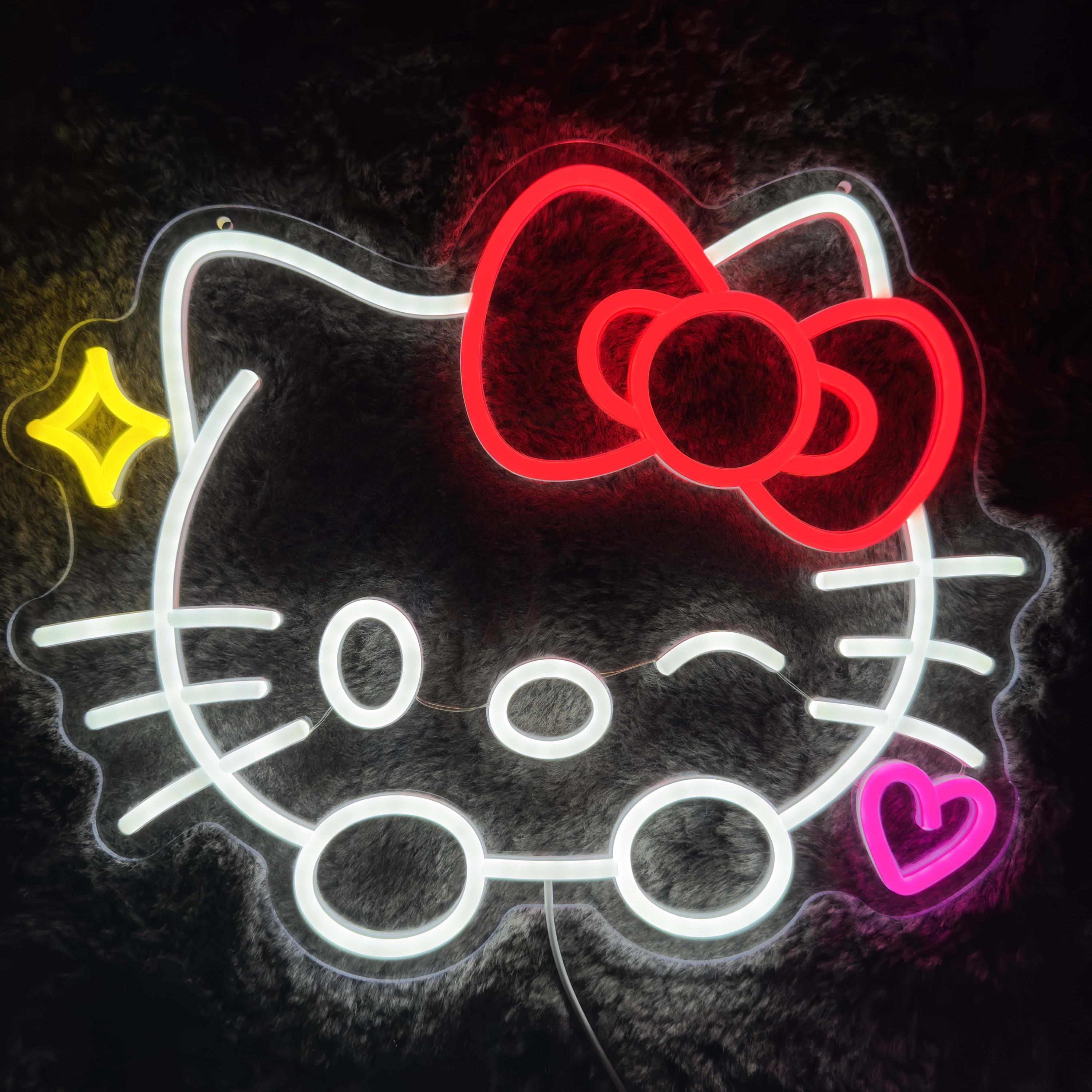 Hello Kitty LED Neon Sign - Hand Made Cute LED Neon Wall Light - Etsy