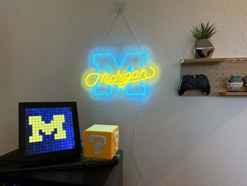 University of Michigan Neon Sign Football LED Neon Signs Wall City Name ...