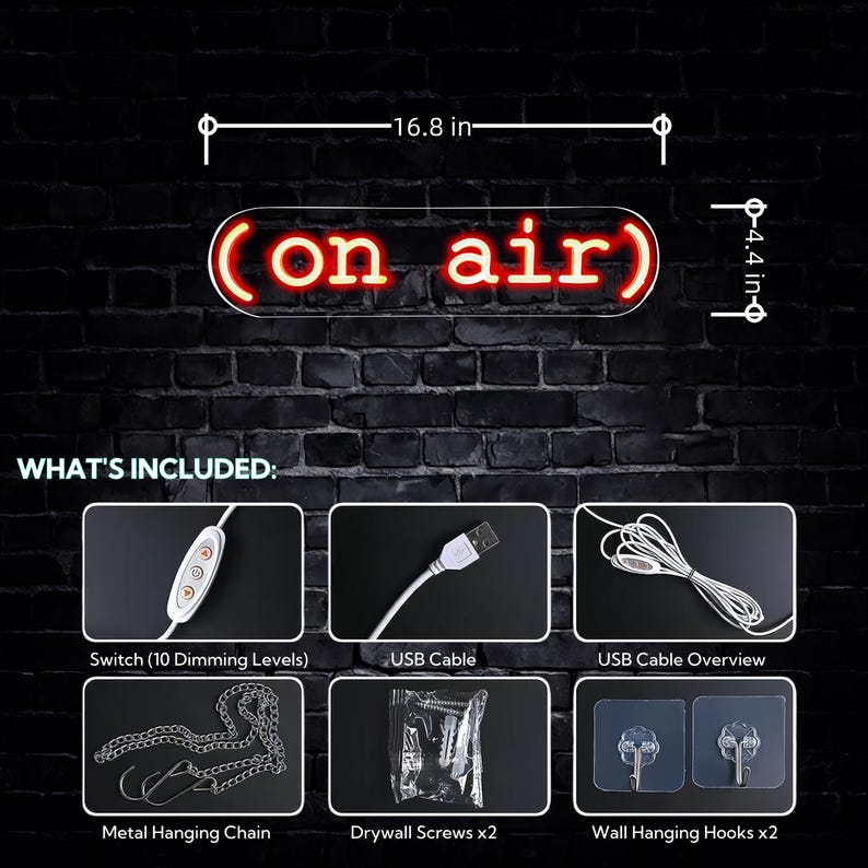 On Air Neon Sign Red LED - Hand Made Studio, Podcast, Decorative Lights ...