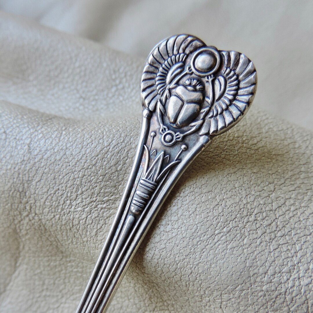Antique Spoon Egyptian Scarab Spoon Silver Small Scarab Beetle Spoon ...