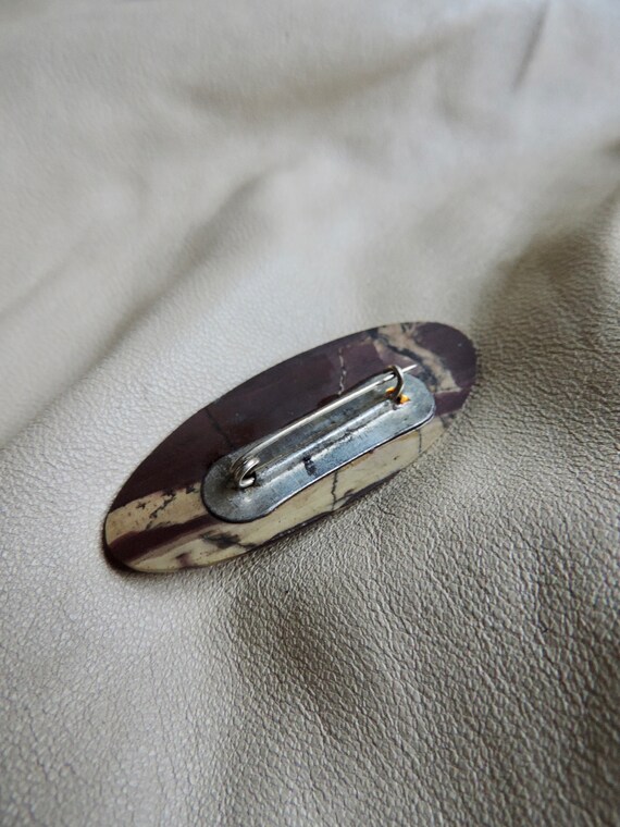 antique stone pin antique pin polished stone brooch a… - Gem