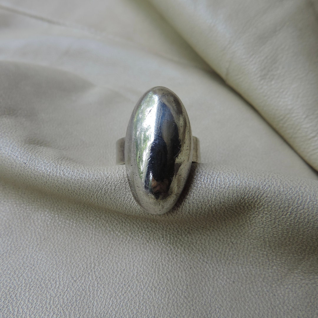 Vintage Ring Sterling Silver Oval Dome Ring Handmade Sterling Silver ...