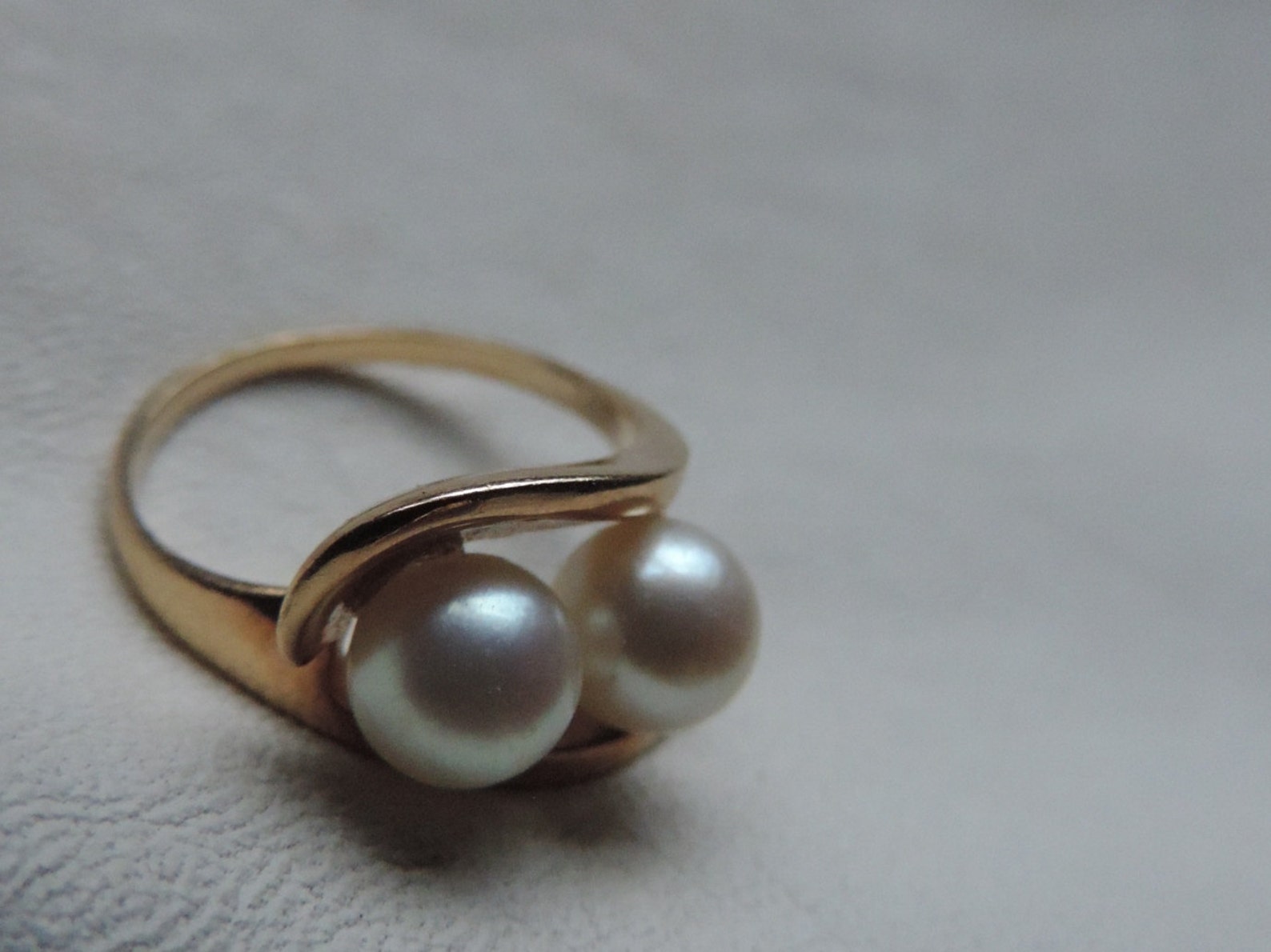 Vintage 14k Gold Pearl Ring Modern Look Double Pearl Ring | Etsy