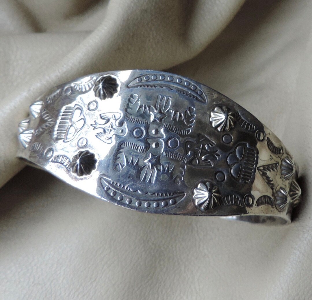 Vintage Sterling Silver Cuff Hand Made Stamped Sterling Native American ...