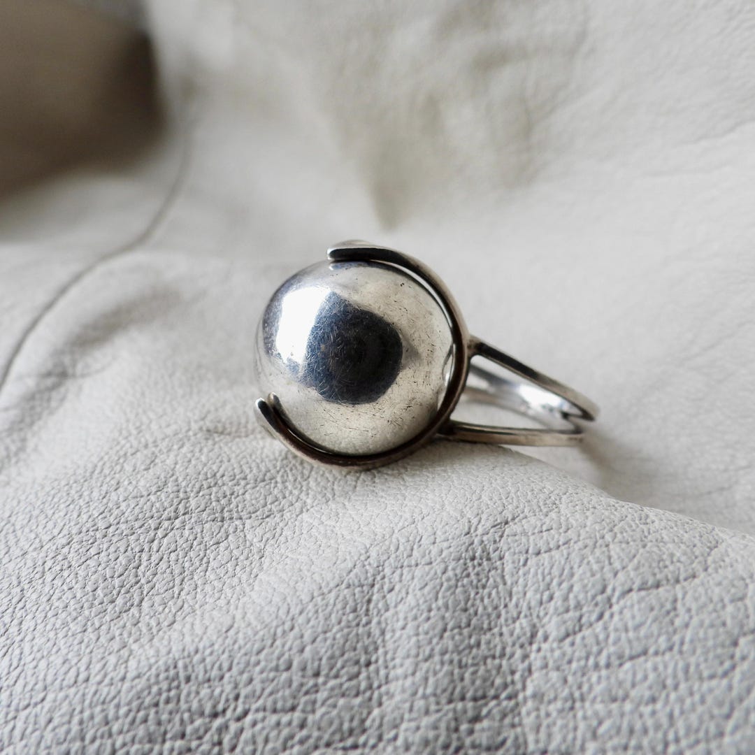 Sterling Vintage Jingle Ball Ring Handmade Sterling Silver Ball Ring ...